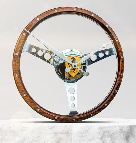 Wooden Steering wheel and other car wheel clocks – Vyconic