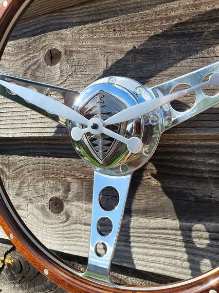 Genuine Walnut wood steering wheel clock produced with a Koenigsegg em ...