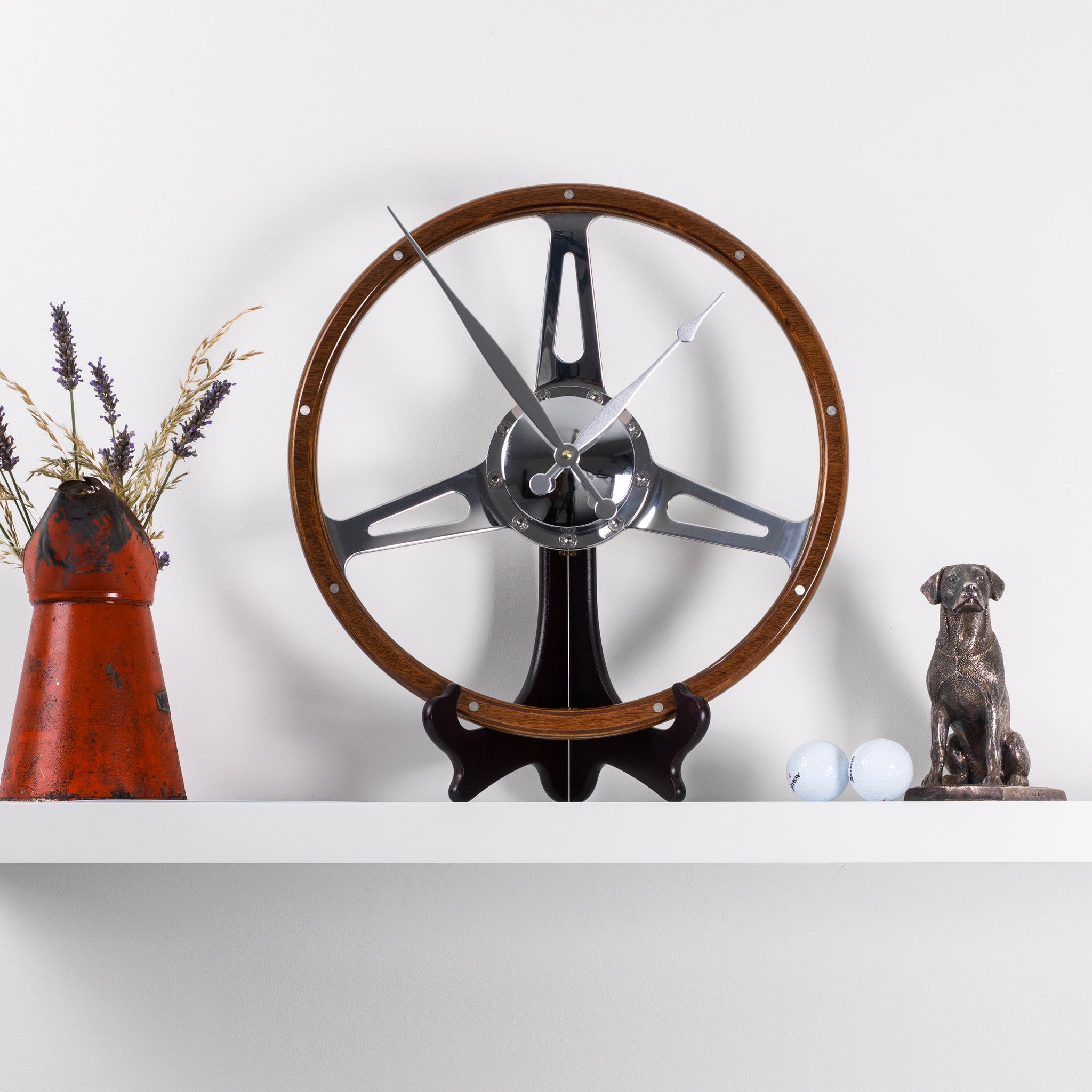 Classic car polished wooden steering wheel clock. Customers choice of ...